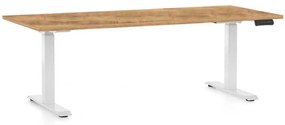 Výškově nastavitelný stůl OfficeTech D, 180 x 80 cm, bílá podnož, dub zlatý