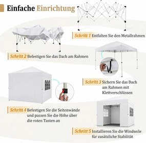 Costway Pavilon skládací vodotěsný zahradní altán s odnímatelnými bočními