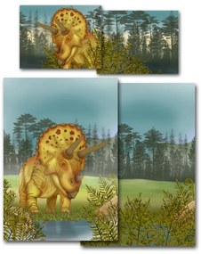 Povlečení Veba GEON tisk Dinosauři Triceratops Velikost: 140x200 cm + 70x90 cm