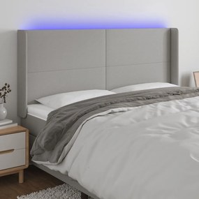 Čelo postele s LED světle šedé 203x16x118/128 cm textil 3123790