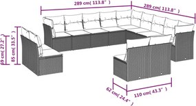 13dílná zahradní sedací souprava s polštáři černá polyratan 3218487