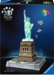 Ravensburger 3D Puzzle Iconics: Socha svobody (Noční edice) / 108 dílk