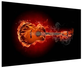 Obraz kytary v ohni (120x80 cm)