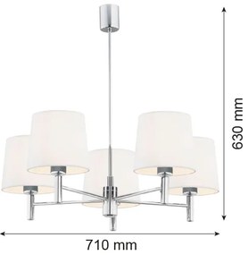 Argon 2110 - Lustr na tyči BOLZANO 5xE27/15W/230V krémová