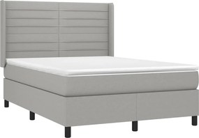 Box spring postel s matrací a LED světle šedá 140x200 cm textil 3138397