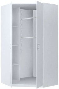 Rohová šatní skříň ZORICA - šířka 106 cm, bílá