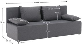 Kondela Rozkládací pohovka, světle šedá, EUGI