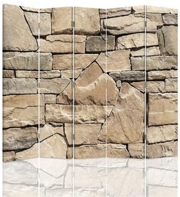 Ozdobný paraván Kamenná zeď - 180x170 cm, pětidílný, obustranný paraván 360°