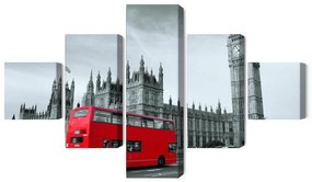 Vícedílný obraz Červený Londýnský Autobus Nedostatek Nedostatek Přírodní plátno 250x150