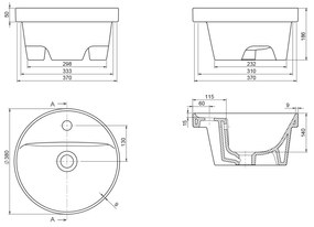 Sapho Sapho, YUVA keramické umyvadlo zápustné, Ø 38cm, bílá, TU0652