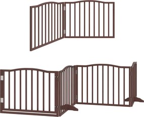 Zábrana pro psy s dvířky skládací 12 panelů hnědá 960 cm topol 3155636