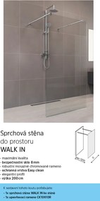 Mereo Mereo, Sprchová stěna WALK IN, Novea, chrom ALU, sklo Čiré, CK10602H