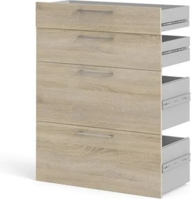 Skříň Modulo 89 x 40 x 113 cm, zásuvky, bílá / dub sonoma