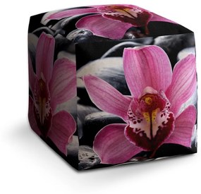 Sablio Taburet Cube Růžová orchidea: 40x40x40 cm