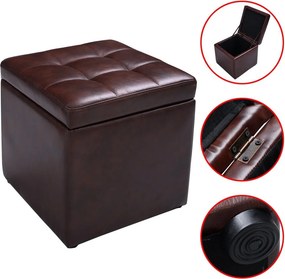 Costway Cube Seat Box Stolička Úložný box Čalouněná stolička kožená truhla