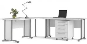 FALCO Rohový psací stůl Office 80400/304 bílá/silver grey 10166