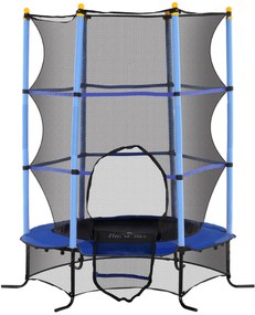 HOMCOM dětská trampolína Ø163 cm, trampolína s ochrannou sítí, kryt okrajů, zahradní trampolína pro děti 3-10 let, max. nosnost 50 kg, modrá