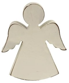 Dekorační anděl dřevěný bílý s patinou 12 cm