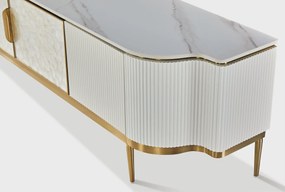 TV stolek Stilig ST905C 200 cm bílý/zlatý/mramor