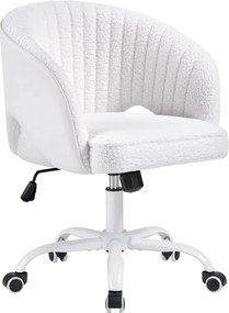 Kancelářská židle Yaheetech – bílá, 56,6 cm (šířka) × 60 cm (hloubka) × 73 cm – 83 cm (výška) (267591732083)