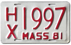 Americká SPZ Massachusetts 1981 HK 1997 moto