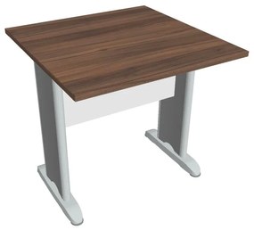 Stůl jednací rovný 80 cm - Hobis Cross CJ 800 Dekor stolové desky: ořech, Dekor lamino podnože: bílá, Barva nohou: Stříbrná