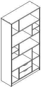 Regál/knihovna Sten 1, dub burgund/grafitově šedý