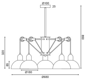 ACA DECOR Závěsné stropní svítidlo CEZANNE max. 5x60W/E14/230V/IP20, šedé