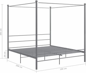Rám postele s nebesy šedý kovový 180 x 200 cm 325068