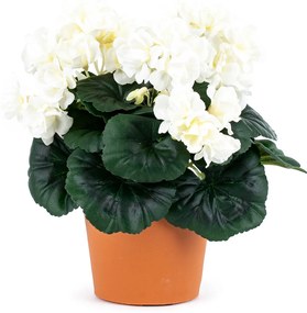 Umělá květina Muškát v květináči bílá, 26 x 10 x 10 cm