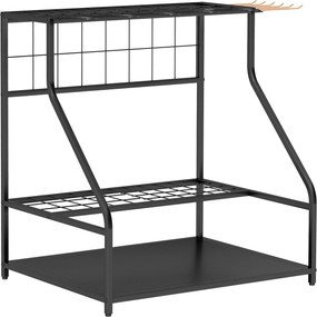 Organizér na zahradní nářadí Outsunny s háčky, 3-podlažní držák na nářadí do garáže, stojan na zahradní nářadí pro nůžky, lopaty a hrabla, oranžová g…