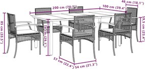 7dílný zahradní jídelní set s poduškami šedý polyratan 3213622