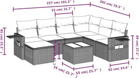 8dílná zahradní sedací souprava s poduškami černá polyratan 3252842