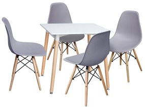 IDEA Jídelní stůl 80x80 UNO bílý + 4 židle UNO šedé