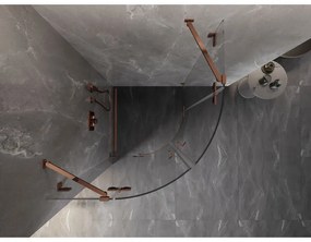 Mexen Lunar, půlkruhový výklopný sprchový kout 70 x 70 cm, 8mm čiré sklo, profil růžové zlato, 833-070L-070P-60-00