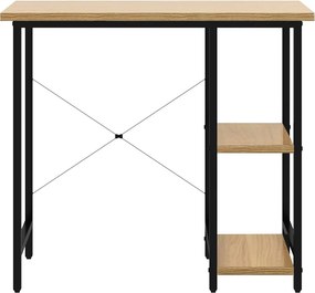 PC stůl černý a světlý dub 80 x 40 x 72 cm MDF a kov 20557