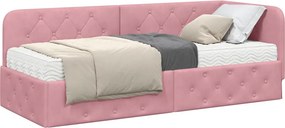 Rohový rám postele Růžová 80 x 200 cm samet 3394065