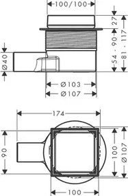 Hansgrohe RainDrain Point - Podlahová vpust | 10x10 cm | matná černá