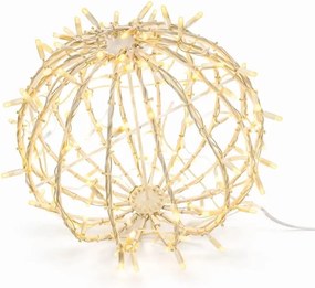 Easy fix 3D LED svítící koule, skládací, pr. 40 cm, teple bílá, bílý kabel, IP67, hliník