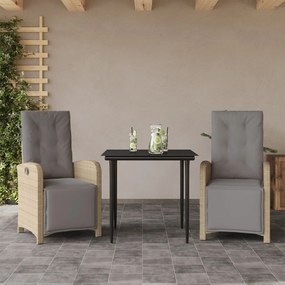 3dílný bistro set s poduškami béžový polyratan 3212584