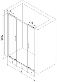 Mexen Exo, 2-křídlé posuvné 190x200 cm, 6mm čiré sklo, chromový profil, 8152-190-000-01-00