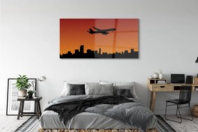 akrylový obraz Letadlo a slunce oblohu 140x70 cm