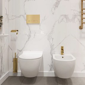 Rea Carter Rimless, závěsné WC mísa 490x370x325 mm + toaletní WC sedátko, bílá lesklá, REA-C1400