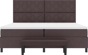 Postel s boxspringem s čelo Tmavě hnědá 200 x 200 cm textil 3344173