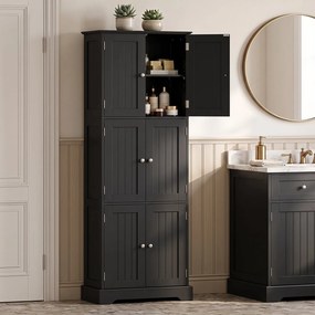 Costway Volně stojící vysoká skříň s 6 dvířky a 3 uzavřenými – 60 × 30 × 160 cm