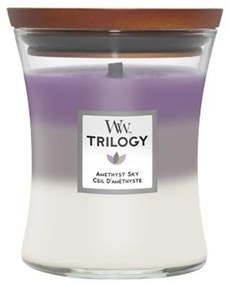 WoodWick Vonná svíčka WoodWick - Trilogy Amethyst Sky 275 g, fialová barva, sklo