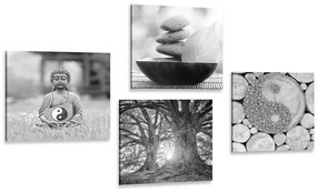Set obrazů v černobílém stylu Feng Shui Varianta: 4x 60x60