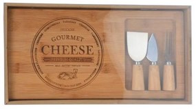 Servírovací deska s příslušenstvím Gourmet Cheese hnědá