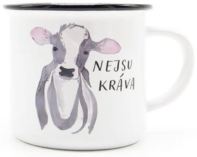 Keramický hrnek Nejsu kráva, 250 ml – s humorným motivem krávy, autorský design, ve stylu plecháčku
