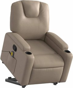 Zvedací masážní polohovací křeslo cappuccino umělá kůže 3204443